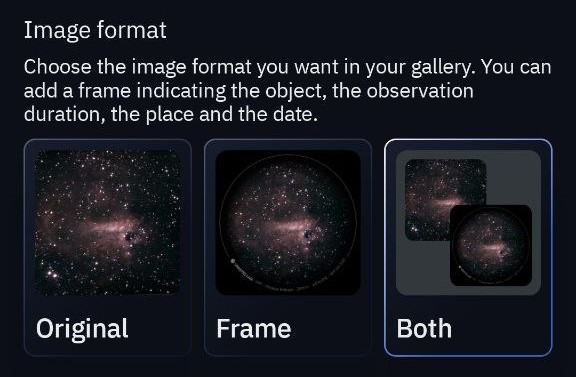 Observation Page Settings Explained – UNISTELLAR Help Center
